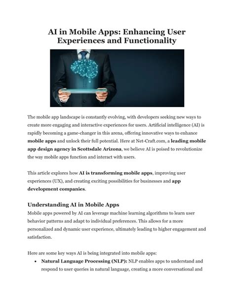 Ppt Ai In Mobile Apps Enhancing User Experiences And Functionality Powerpoint Presentation
