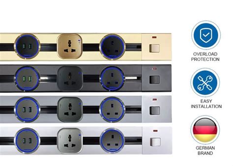 Power Track Socket 60cm With Universal 13a Power Socket Usb Adapter