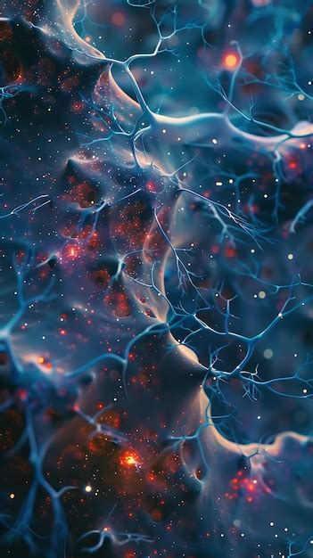 Abstract Neural Network With Glowing Particles Premium Ai Generated Image