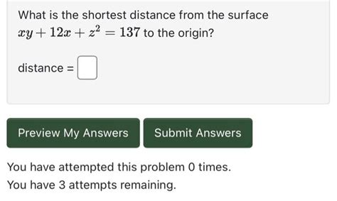 Solved What Is The Shortest Distance From The Surface