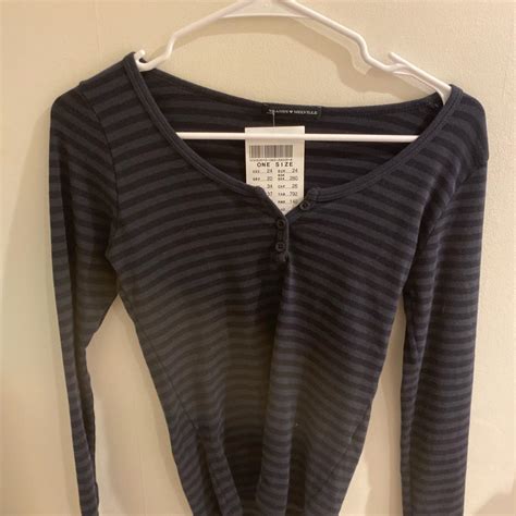 Dark Grey Striped Long Sleeve Brandy Melville Zelly Depop