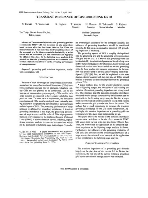 Transient Impedance Of Gis Grounding Grid 1 Pdf Electrical Impedance Electrical Substation