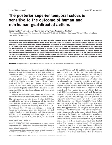Pdf The Posterior Superior Temporal Sulcus Is Sensitive To The
