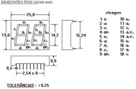 Display Segmentos Duplo Catodo Comum Vermelho C pç Parcelamento sem juros