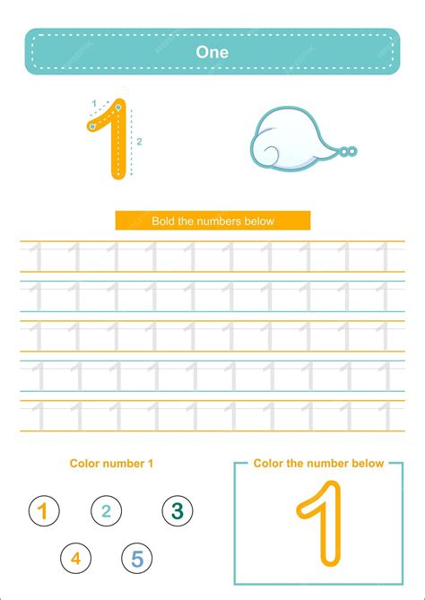 Premium Vector Number 1 Preschool Worksheet