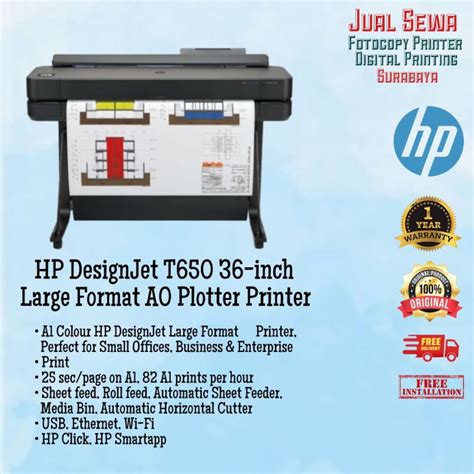 Jual Hp Designjet T650 36 Inch Large Format A0 Plotter Printer Shopee Indonesia