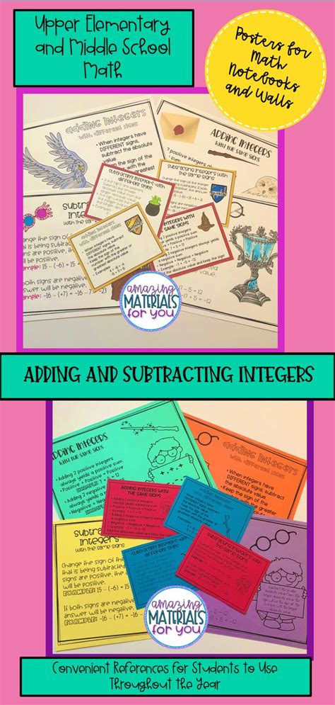 Posters For Adding And Subtracting Integers Adding And Subtracting Integers Adding And
