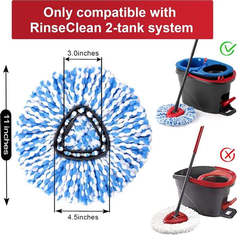 4 Pack Ocedar Rinseclean Spin Mop Replacement Heads Blue Mop Refills Compatible With 2 Tank