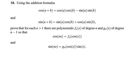 Solved 18 Using The Addition Formulas Cos A B Cos A