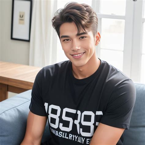 Premium Ai Image Man Black Tshirt Mock Up