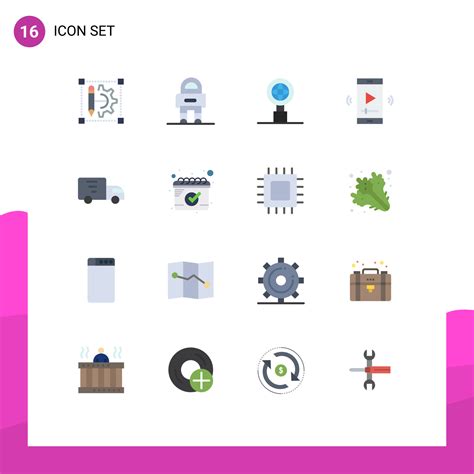 Stock Vector Icon Pack Of 16 Line Signs And Symbols For Delivery Video Player Suit Multimedia