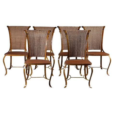 20th Century Italian Vintage Hand Made Metal Faux Leather Chairs With