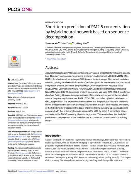 Pdf Short Term Prediction Of Pm25 Concentration By Hybrid Neural