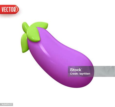 보라색 가지 야채 현실적인 3d 디자인 요소 플라스틱 만화 스타일에서 흰색 배경에 고립 된 아이콘 벡터 일러스트 레이 션 3차원 형태에 대한 스톡 벡터 아트 및 기타 이미지