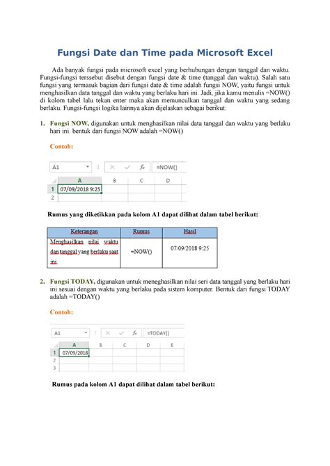 Topik Fungsi Date Dan Time Ms Excel Fungsi Date Dan Time Pada Microsoft Excel Ada Banyak