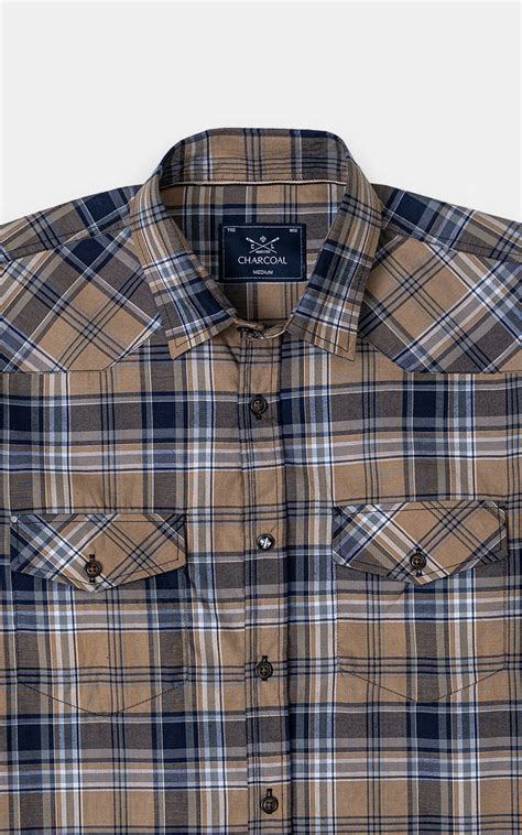 Shop Casual Shirt Khaki Check For Men Online