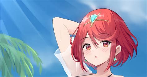 Xenoblade 2 Pyra Xenoblade 2 Breasts 水着ホムラ Swimsuit Pyra Pixiv