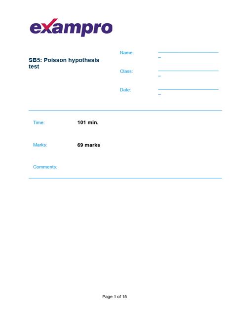 Sb5 Poisson Hypothesis Test Pdf Statistical Significance Type I And Type Ii Errors