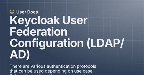 Keycloak User Federation Configuration Ldapad User Docs