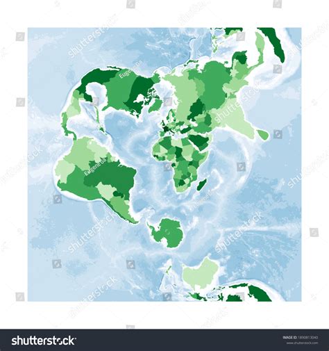World Map Transverse Spherical Mercator Projection Vetor Stock Livre De Direitos 1890813040