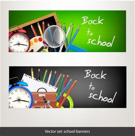 학 용품으로 학교 배너로 돌아 가기 Eps Ai Uidownload
