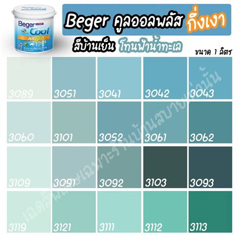 Beger สีฟ้าน้ำทะเล คูลออลพลัส กึ่งเงา ขนาด 1l สีทาบ้าน เบเยอร์ สีบ้านเย็น สีเบเยอร์ สีเบเยอร์