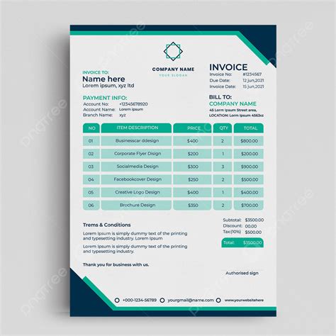 Professional Business Invoice Template Design Template Download On Pngtree