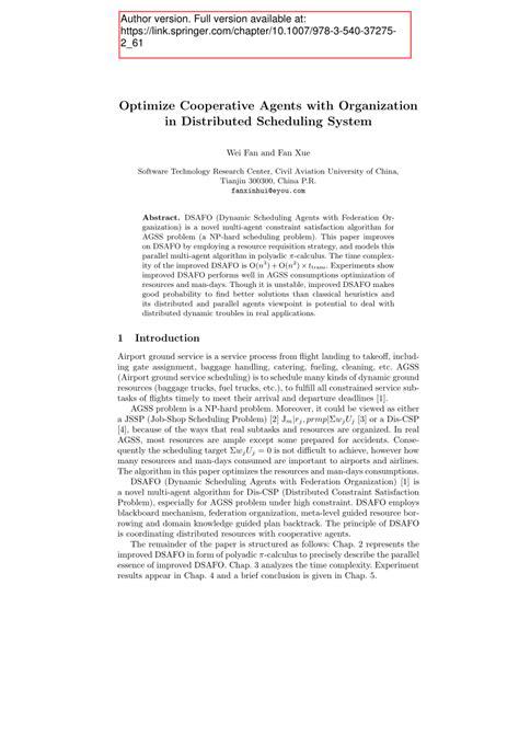 Pdf Optimize Cooperative Agents With Organization In Distributed Scheduling System