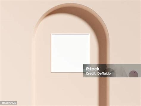 미니멀리스트 정사각형 흰색 포스터 또는 미니멀리스트 건축물의 사진 프레임 모형 3d 렌더링 가구에 대한 스톡 사진 및 기타 이미지 Istock