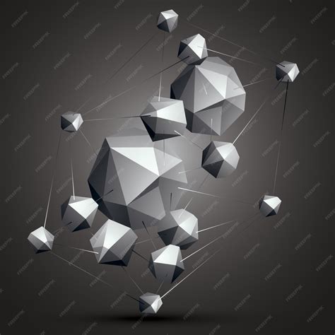 Premium Vector Geometric Abstract 3d Complicated Object Monochrome Asymmetric Three