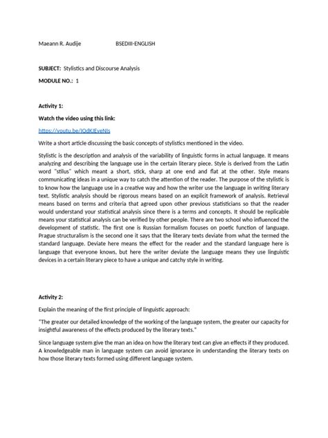 Stylistics And Discourse Analysis Pdf