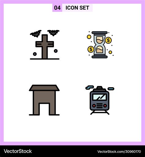 Modern Set 4 Filledline Flat Colors Pictograph Vector Image