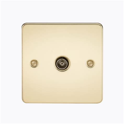 Flat Plate 1g Tv Outlet Non Isolated Polished Brass Evolution