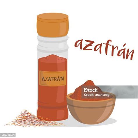 사프란 벡터 일러스트 만화 스타일에 격리입니다 스페인어 이름입니다 허브와 종 시리즈 사프란에 대한 스톡 벡터 아트 및 기타 이미지 사프란 가루로 빻은 건강한 식생활