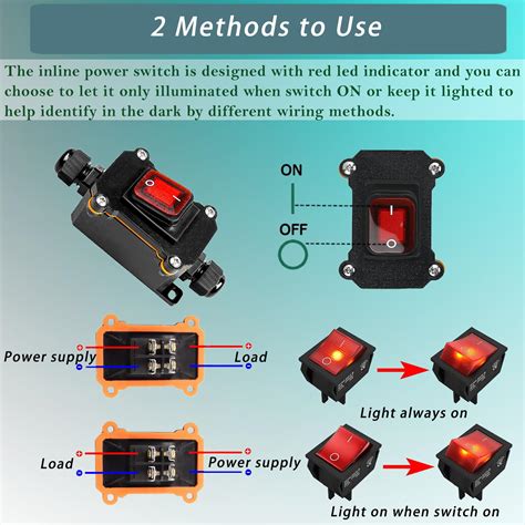 Karlkers Ip67 Waterproof Inline Cord Switch Outdoor On Off Toggle Switch Ac 20a