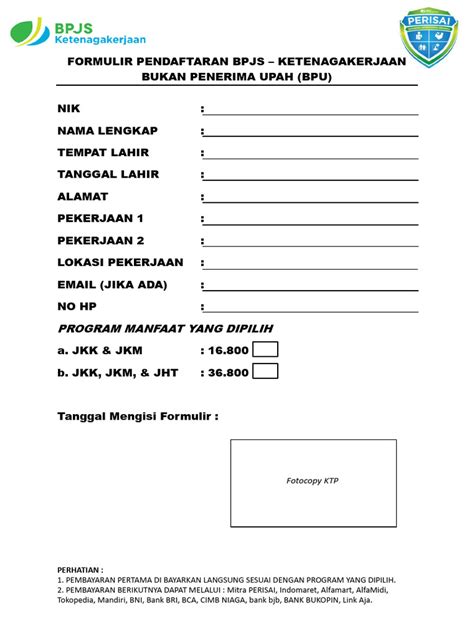 Formulir Pendaftaran Bpjs Pdf