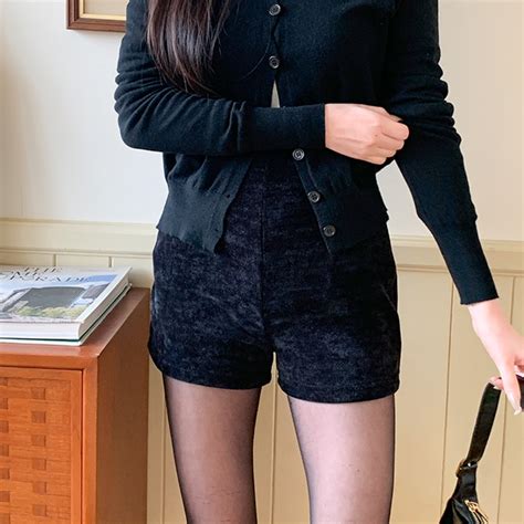 옷자락 여자 겨울 벨벳 골지 베이직 반바지 모던 숏팬츠