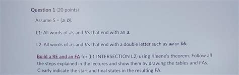 Question 1 20 Points Assume S Ab L1 All Words