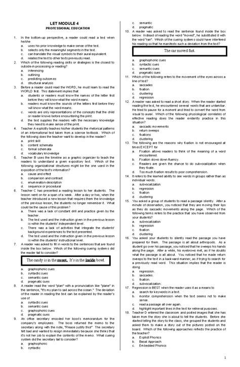 Let Module 4 Notes Let Module 4 Professional Education 1 In The Bottom Up Perspective A