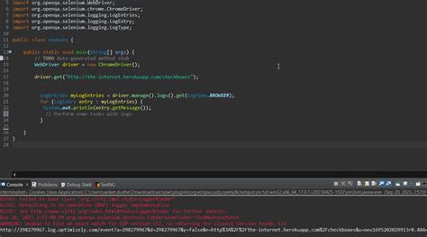 Journalisation Des Erreurs Javascript Du Script Selenium Vers La Console Pour Le Débogage