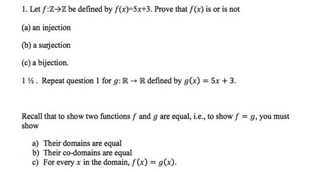 Solved 1 Let F ZZ Be Defined By F X 5x 3 Prove That F X Chegg Com