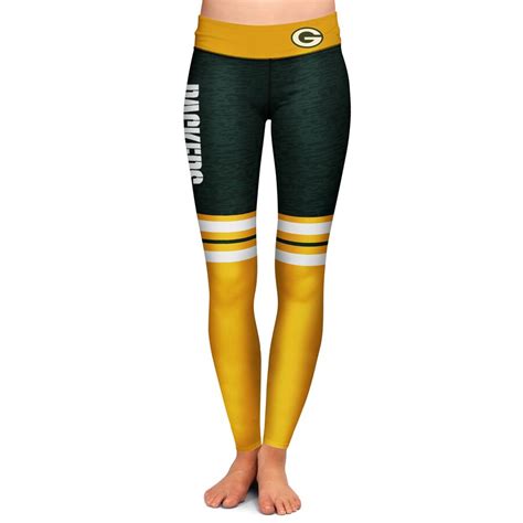 Womens Green Bay Packers Green Colorblock Stripe Leggings