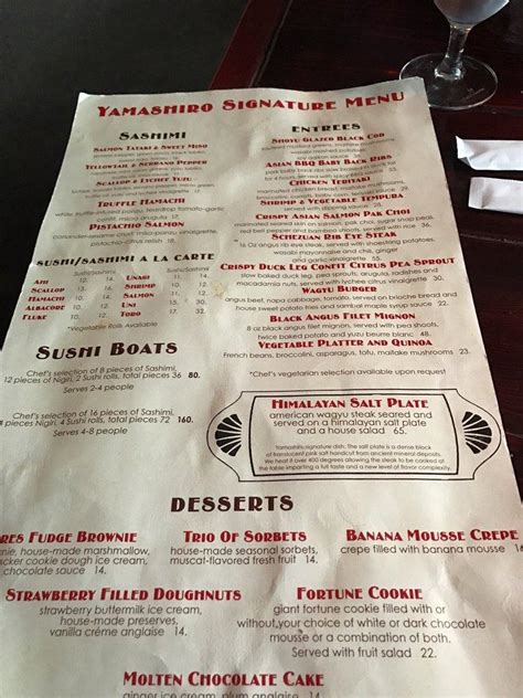 Menu At Yamashiro Hollywood Restaurant Los Angeles