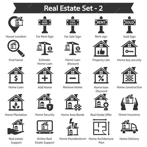 Premium Vector Real Estate Set 2 Black Icon Set