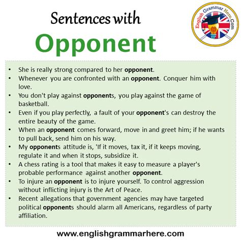 Sentences With Opponent Opponent In A Sentence In English Sentences