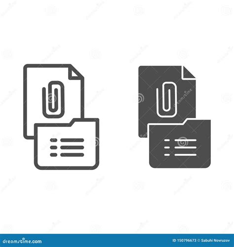 Clip On Paper Line And Glyph Icon Clip Folder Vector Illustration