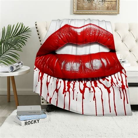 Comio Flannel Throw Blanket Red Sex Of Kiss Silhouette Lipstick Erotica
