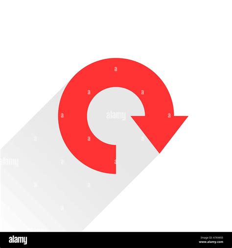 Red Arrow Icon Reload Refresh Rotation Reset Repeat Sign Web Pictogram With Gray Long