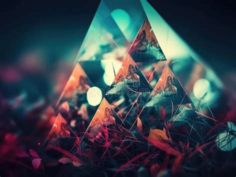 Abstract Double Exposure With Geometric Pattern Overlay Stock