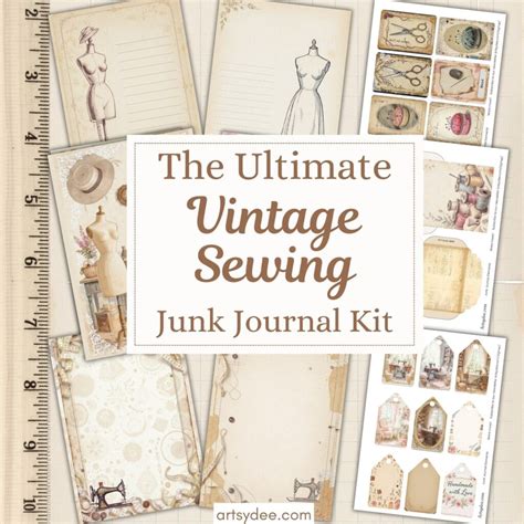 🧵 Sew Lovely A Vintage Sewing Junk Journal Kit 100 Printable Pages